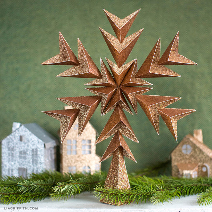 How to Make Your Own Glitter Paper Star Tree Topper - Lia Griffith