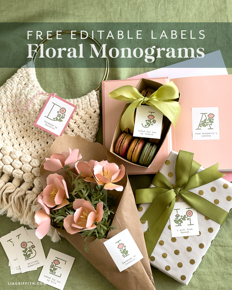Lia Griffith | Free Printable Floral Monogram Labels